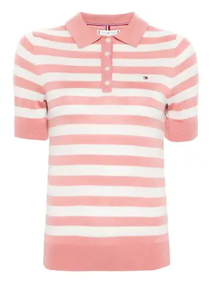 Tommy Hilfiger Striped Knitted Polo Shirt - Pink