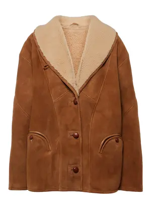 BLAZÉ MILANO Tatoosh Shearling-lined Suede Jacket - Beige