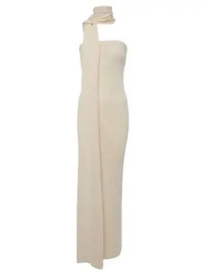 Magda Butrym Scarf-detail Linen And Cotton Maxi Dress - White