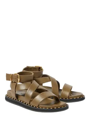 JIMMY CHOO Blaise Leather Sandals - Green