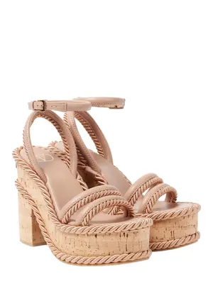 Valentino Garavani Vlogo Summerblocks Leather Platform Sandals - Pink