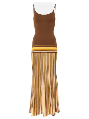 Faithfull The Brand Citara Striped Cotton-blend Maxi Dress - Brown