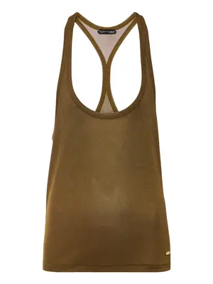 TOM FORD Ribbed-knit Crêpe Jersey Tank Top - Brown