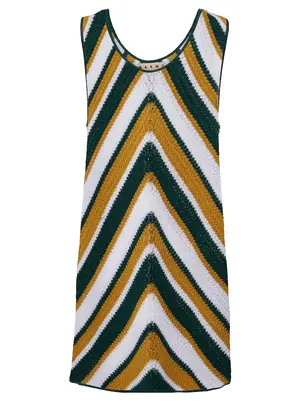 Marni Chevron Knitted Cotton Minidress - Multicoloured