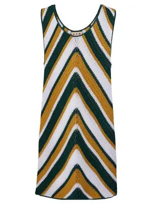 Marni Chevron Knitted Cotton Minidress - Multicoloured