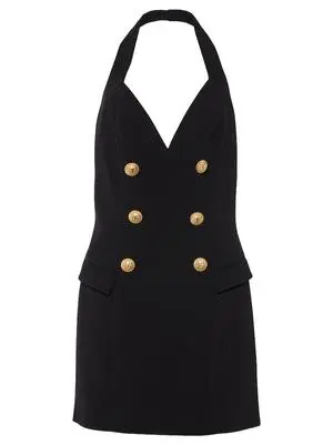Balmain Halterneck Crêpe Mini Dress - Black
