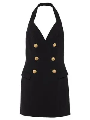 Balmain Halterneck Crêpe Minidress - Black