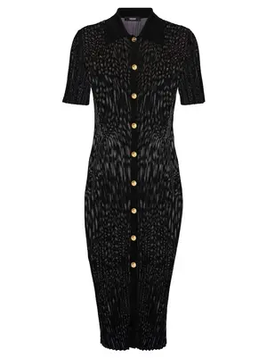 Versace Ribbed-knit Midi Dress - Black
