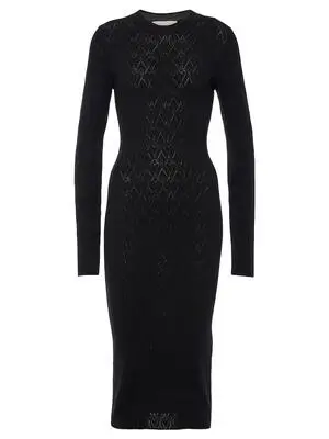 AMI Paris Knitted Cotton And Wool Midi Dress - Black