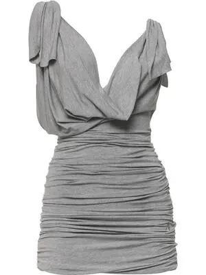 Attico Draped Jersey Minidress - Grey
