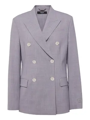 Versace Mélange Wool-blend Blazer - Grey