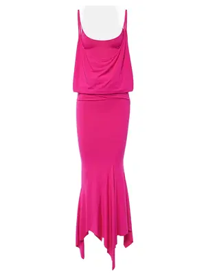 Attico Draped Asymmetric Jersey Midi Dress - Pink