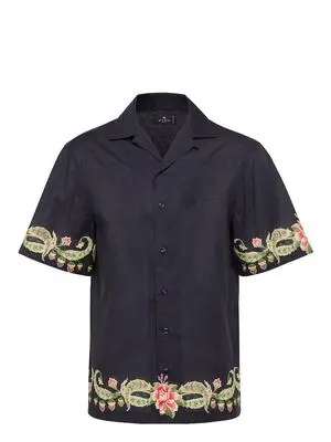 Etro Floral Cotton Bowling Shirt - Blue