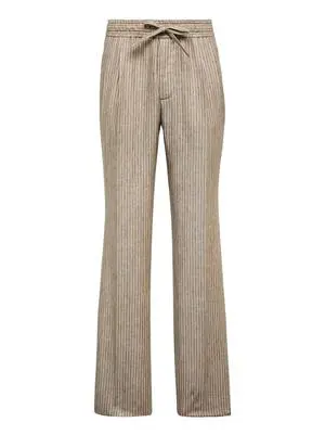 DOLCE & GABBANA Dolce&Gabbana Striped Linen Full Length Pants