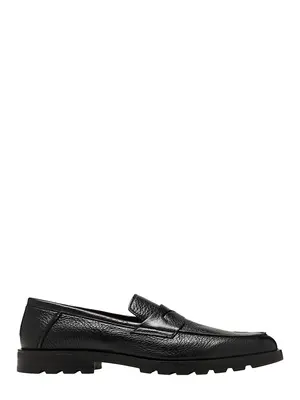 Santoni Rock Deerskin Lug-sole Penny Loafers - Black