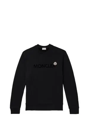 Moncler Appliquéd Logo-flocked Cotton-jersey Sweatshirt - Black
