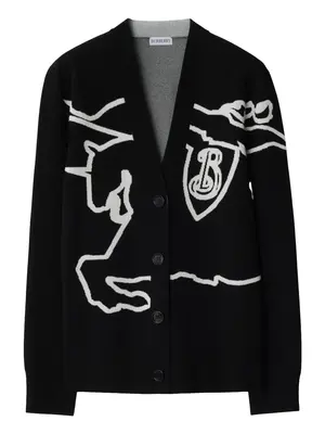 Burberry Burberry Equestrian Knight Cotton-Blend Cardigan Black