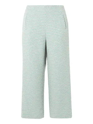 LISA MARIE FERNANDEZ Cropped Metallic Cotton-blend Bouclé-tweed Straight-leg Pants