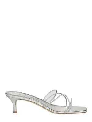 Manolo Blahnik Ninfemu 50mm Leather Strappy Sandals - Silver
