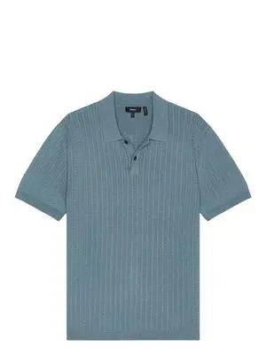Theory Theory Ribbed Polo In Blue Dark Rainstorm