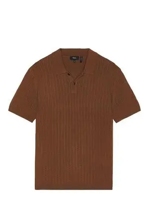 Theory Theory Ribbed Polo In Blue Deep Tobacco