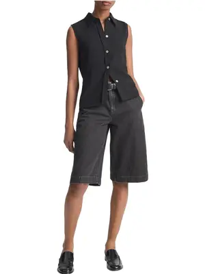 Vince Sleeveless Button-front Shirt - Black
