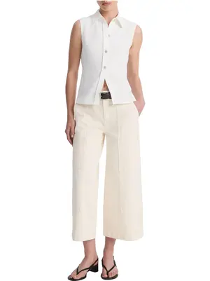 Vince Sleeveless Button-front Shirt - White