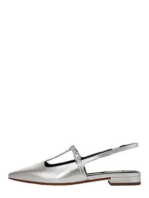 Vince Iliana Metallic Leather Slingback Flat - Silver
