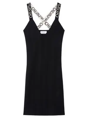 Off-White Logo-jacquard Mini Dress - Black