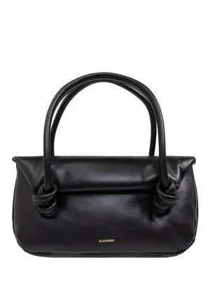 JIL SANDER Folded Leather Tote - Black