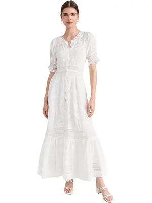 LoveShackFancy Minka Broderie Anglaise Dress - True White