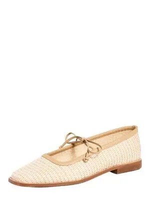 Kaanas Lexie Basketweave Ballerina Flats - Natural
