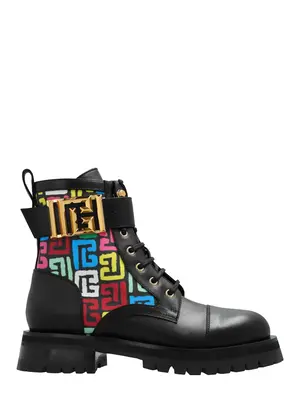 Balmain Charlie Leather Combat Boots - Black