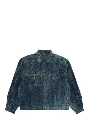 Supreme Crackle Denim Trucker Jacket - Blue