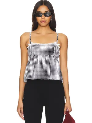 MORE TO COME Lisa Babydoll Top - Black & White