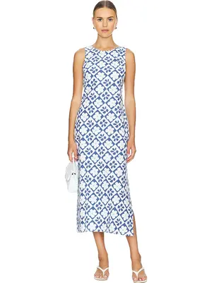 Minkpink Vivi Midi Dress - Blue & White Floral