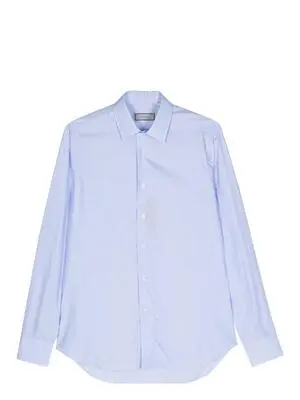 Canali Check-pattern Cotton Shirt - Blue