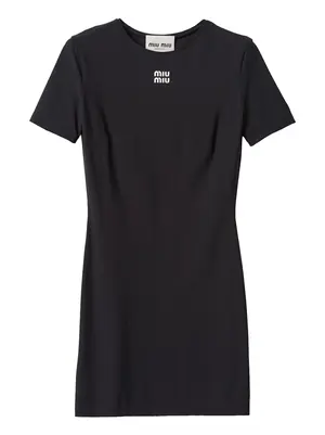 Miu Miu Logo-print Mini Dress - Black