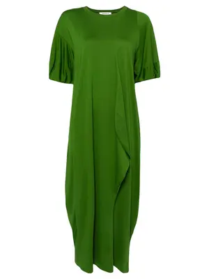 ENFOLD Crew-neck Cotton Midi Dress - Green