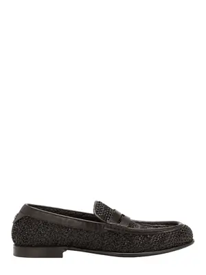 Dolce & Gabbana Raffia Penny Loafers - Brown