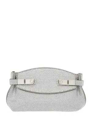 FERRAGAMO Hug Soft Crossbody Bag With Crystals - Natural
