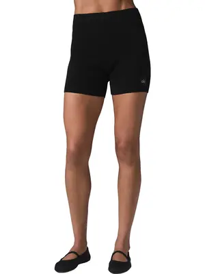 Alo Yoga Scholar Knit High-waist Short - Black