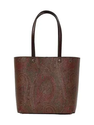 Etro Paisley Print Coated Cotton Shoulder Bag - Brown