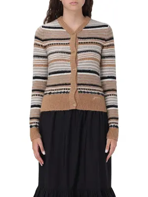 GANNI Striped Sweater - Brown