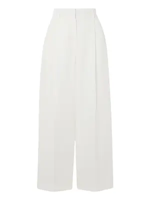 TOD'S Pleated Linen Wide-leg Pants