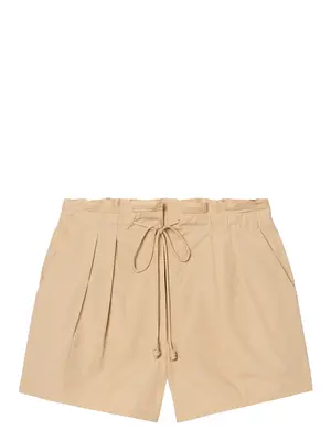 Ulla Johnson Camryn Pleated Cotton-poplin Shorts - Neutrals