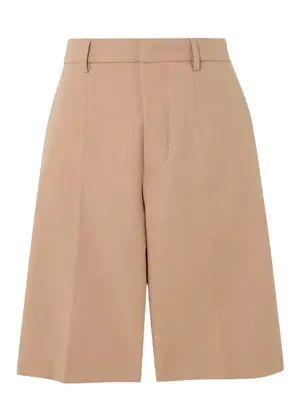 TOD'S Pleated Stretch-cotton Shorts - Neutrals