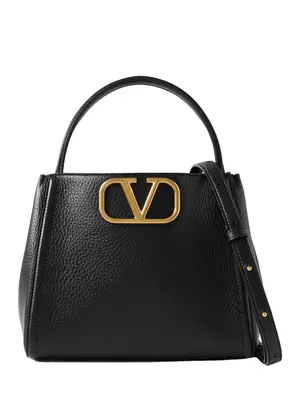 Valentino Garavani Alltime Medium Textured-leather Shoulder Bag - Black