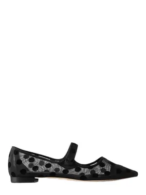 Manolo Blahnik Campari Polka Dot Ballet Flats - Black