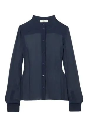 Chloé Silk-crepon Shirt - Blue